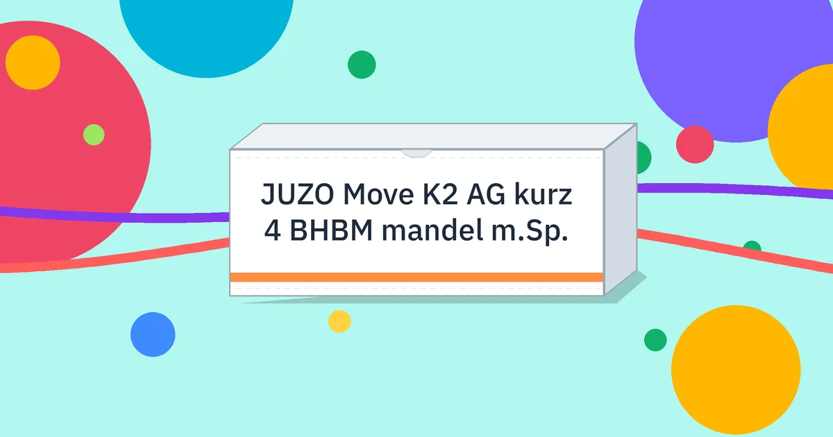 Symbolbild: Packung mit der Aufschrift JUZO Move K2 AG kurz 4 BHBM mandel m.Sp. (PZN 16647809) – Verfügbarkeit und Bezug in Apotheken in Frankfurt am Main