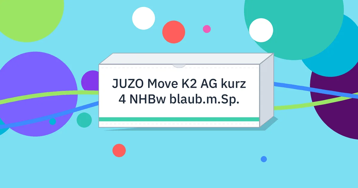 Symbolbild: Packung mit der Aufschrift JUZO Move K2 AG kurz 4 NHBw blaub.m.Sp. (PZN 18558642) – Verfügbarkeit und Bezug in Apotheken in Frankfurt am Main