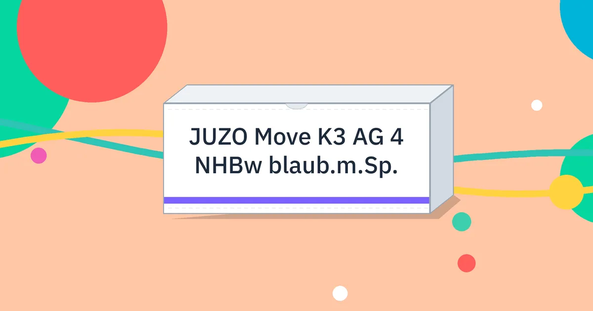 Symbolbild: Packung mit der Aufschrift JUZO Move K3 AG 4 NHBw blaub.m.Sp. (PZN 18586331) – Verfügbarkeit und Bezug in Apotheken in Frankfurt am Main