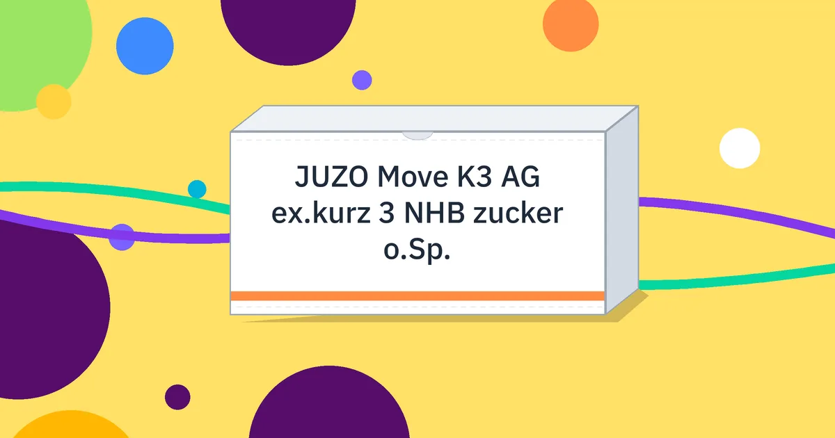Symbolbild: Packung mit der Aufschrift JUZO Move K3 AG ex.kurz 3 NHB zucker o.Sp. (PZN 18585030) – Verfügbarkeit und Bezug in Apotheken in Frankfurt am Main