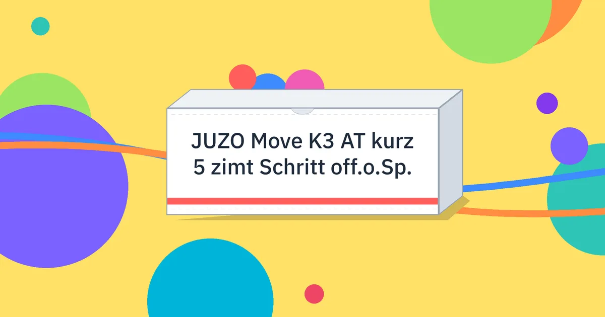 Symbolbild: Packung mit der Aufschrift JUZO Move K3 AT kurz 5 zimt Schritt off.o.Sp. (PZN 20685129) – Verfügbarkeit und Bezug in Apotheken in Frankfurt am Main