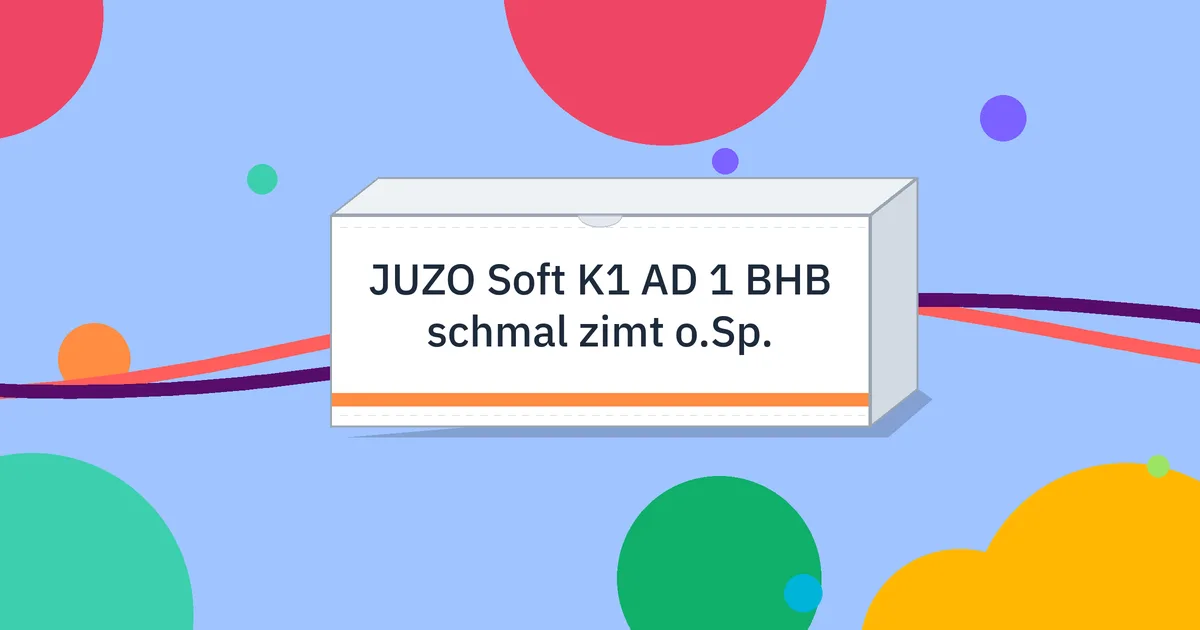 Symbolbild: Packung mit der Aufschrift JUZO Soft K1 AD 1 BHB schmal zimt o.Sp. (PZN 15462870) – Verfügbarkeit und Bezug in Apotheken in Frankfurt am Main