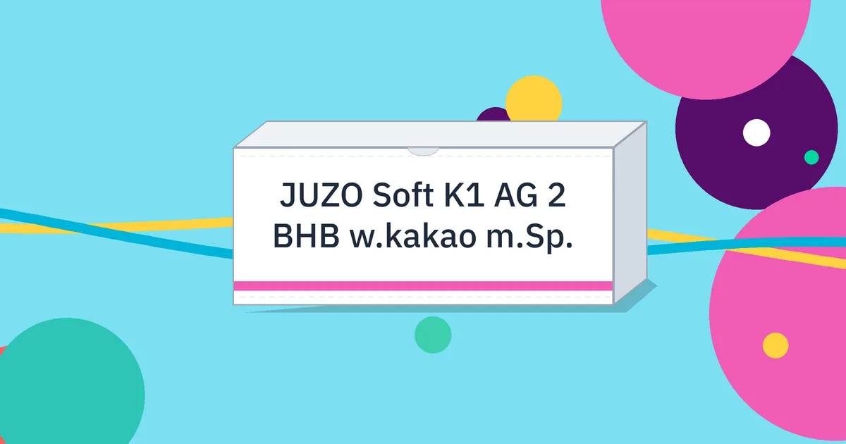 Symbolbild: Packung mit der Aufschrift JUZO Soft K1 AG 2 BHB w.kakao m.Sp. (PZN 14837090) – Verfügbarkeit und Bezug in Apotheken in Frankfurt am Main
