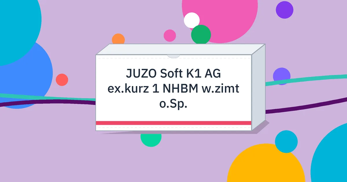 Symbolbild: Packung mit der Aufschrift JUZO Soft K1 AG ex.kurz 1 NHBM w.zimt o.Sp. (PZN 15000431) – Verfügbarkeit und Bezug in Apotheken in Frankfurt am Main