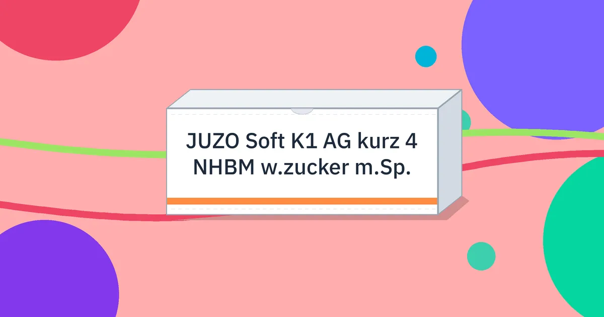 Symbolbild: Packung mit der Aufschrift JUZO Soft K1 AG kurz 4 NHBM w.zucker m.Sp. (PZN 15016403) – Verfügbarkeit und Bezug in Apotheken in Frankfurt am Main