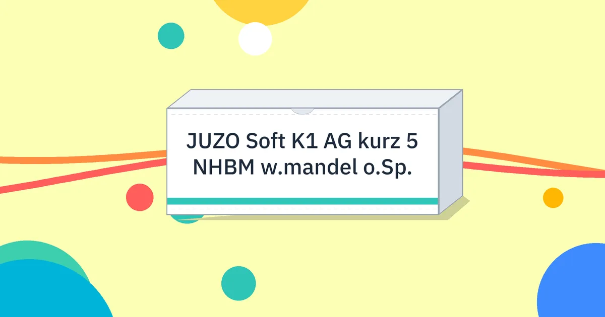 Symbolbild: Packung mit der Aufschrift JUZO Soft K1 AG kurz 5 NHBM w.mandel o.Sp. (PZN 15000129) – Verfügbarkeit und Bezug in Apotheken in Frankfurt am Main