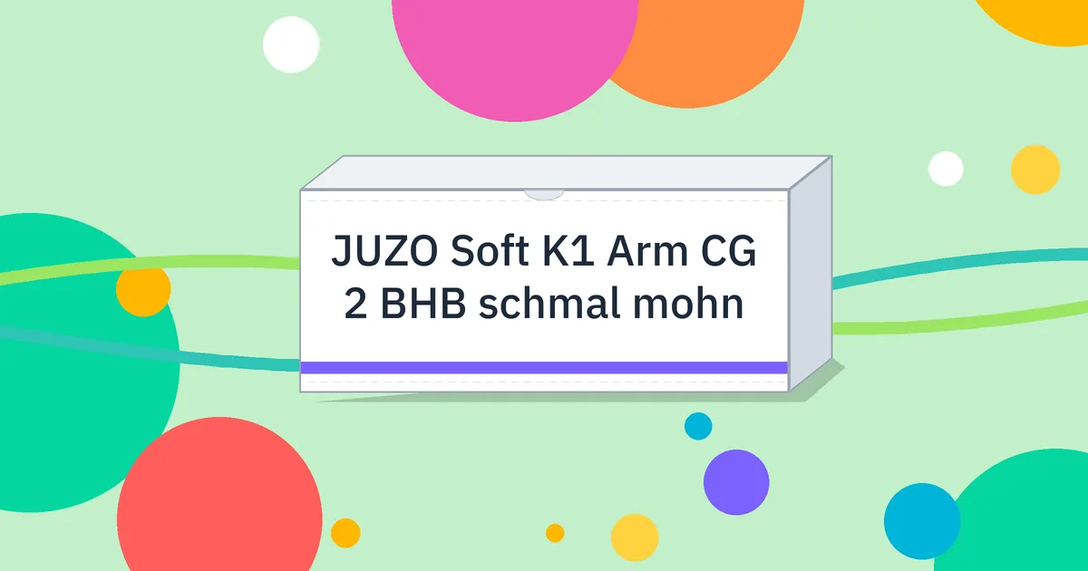 Symbolbild: Packung mit der Aufschrift JUZO Soft K1 Arm CG 2 BHB schmal mohn (PZN 15507934) – Verfügbarkeit und Bezug in Apotheken in Frankfurt am Main