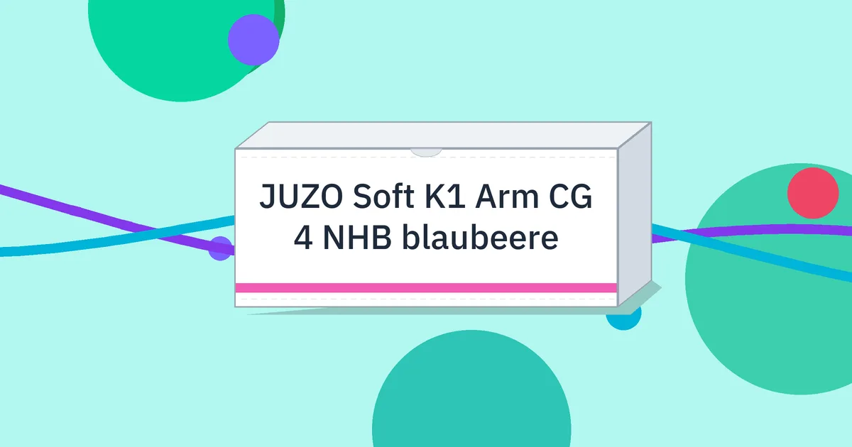 Symbolbild: Packung mit der Aufschrift JUZO Soft K1 Arm CG 4 NHB blaubeere (PZN 15507207) – Verfügbarkeit und Bezug in Apotheken in Frankfurt am Main