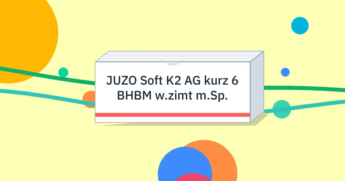 Symbolbild: Packung mit der Aufschrift JUZO Soft K2 AG kurz 6 BHBM w.zimt m.Sp. (PZN 14867435) – Verfügbarkeit und Bezug in Apotheken in Frankfurt am Main