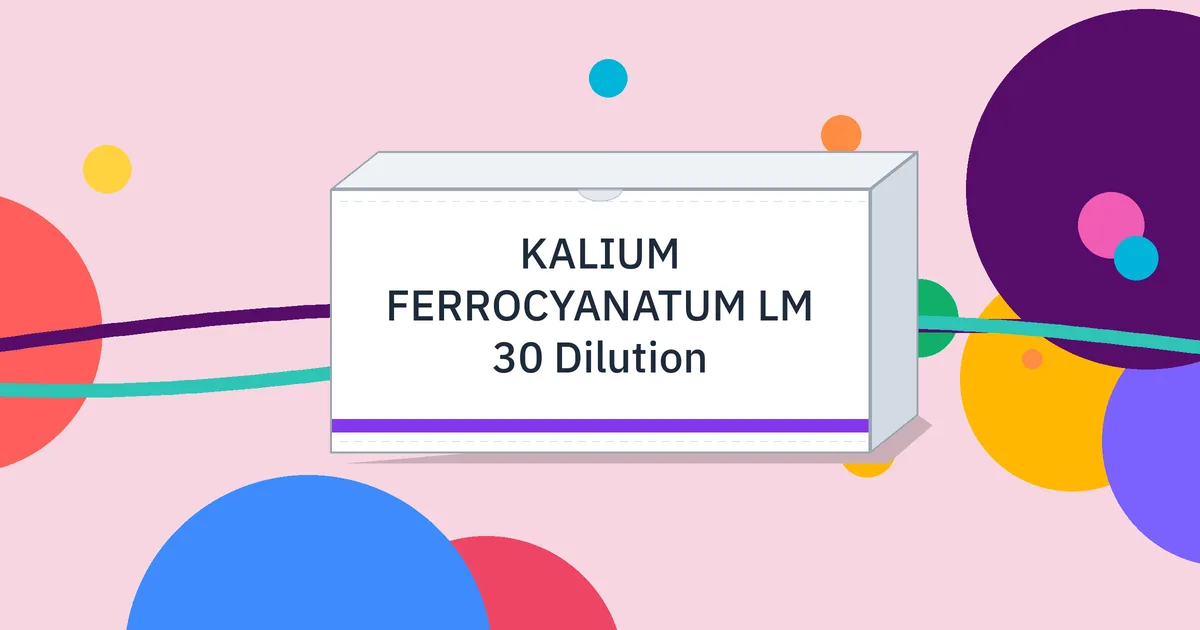 Symbolbild: Packung mit der Aufschrift KALIUM FERROCYANATUM LM 30 Dilution (PZN 12921254) – Verfügbarkeit und Bezug in Apotheken in Frankfurt am Main