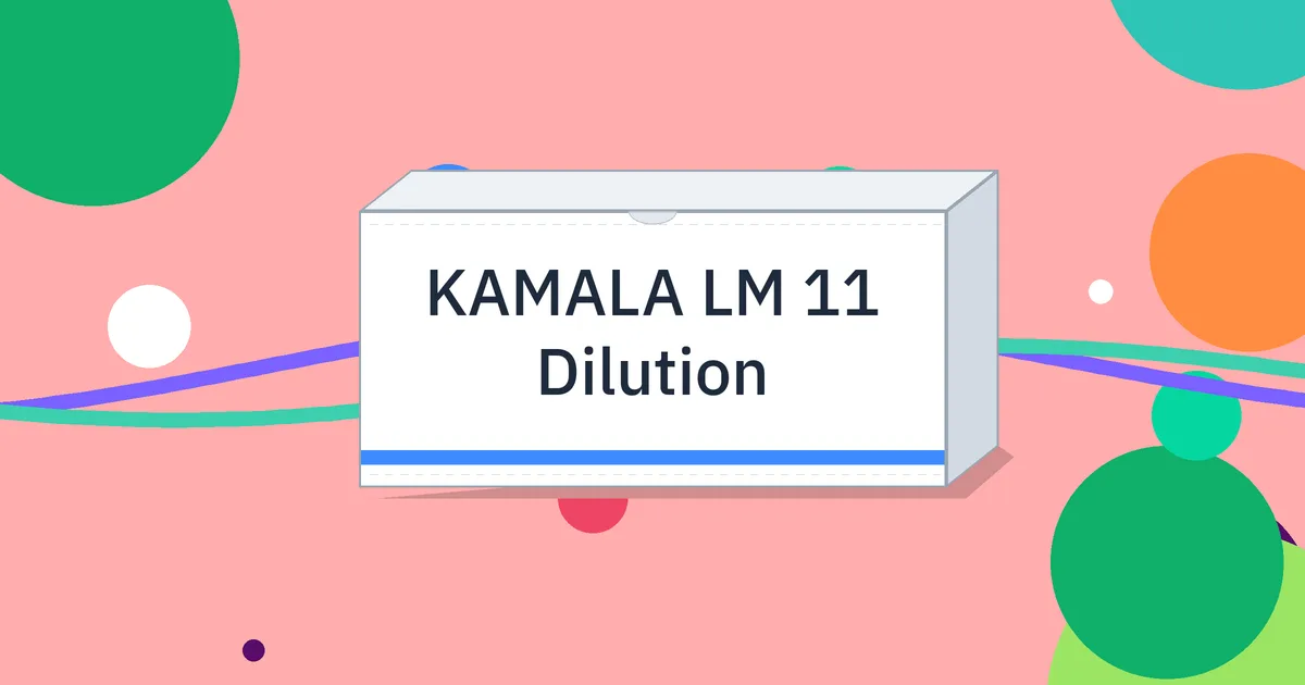 Symbolbild: Packung mit der Aufschrift KAMALA LM 11 Dilution (PZN 13518023) – Verfügbarkeit und Bezug in Apotheken in Frankfurt am Main