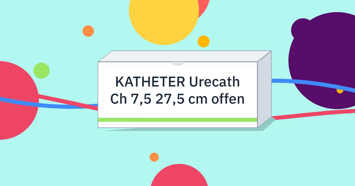 Symbolbild: Packung mit der Aufschrift KATHETER Urecath Ch 7,5 27,5 cm offen (PZN 03385058) – Verfügbarkeit und Bezug in Apotheken in Frankfurt am Main