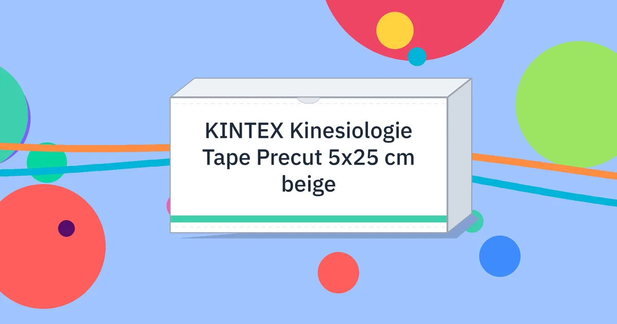 Symbolbild: Packung mit der Aufschrift KINTEX Kinesiologie Tape Precut 5x25 cm beige (PZN 10183510) – Verfügbarkeit und Bezug in Apotheken in Frankfurt am Main