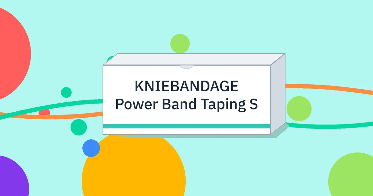 Symbolbild: Packung mit der Aufschrift KNIEBANDAGE Power Band Taping S (PZN 15378313) – Verfügbarkeit und Bezug in Apotheken in Frankfurt am Main