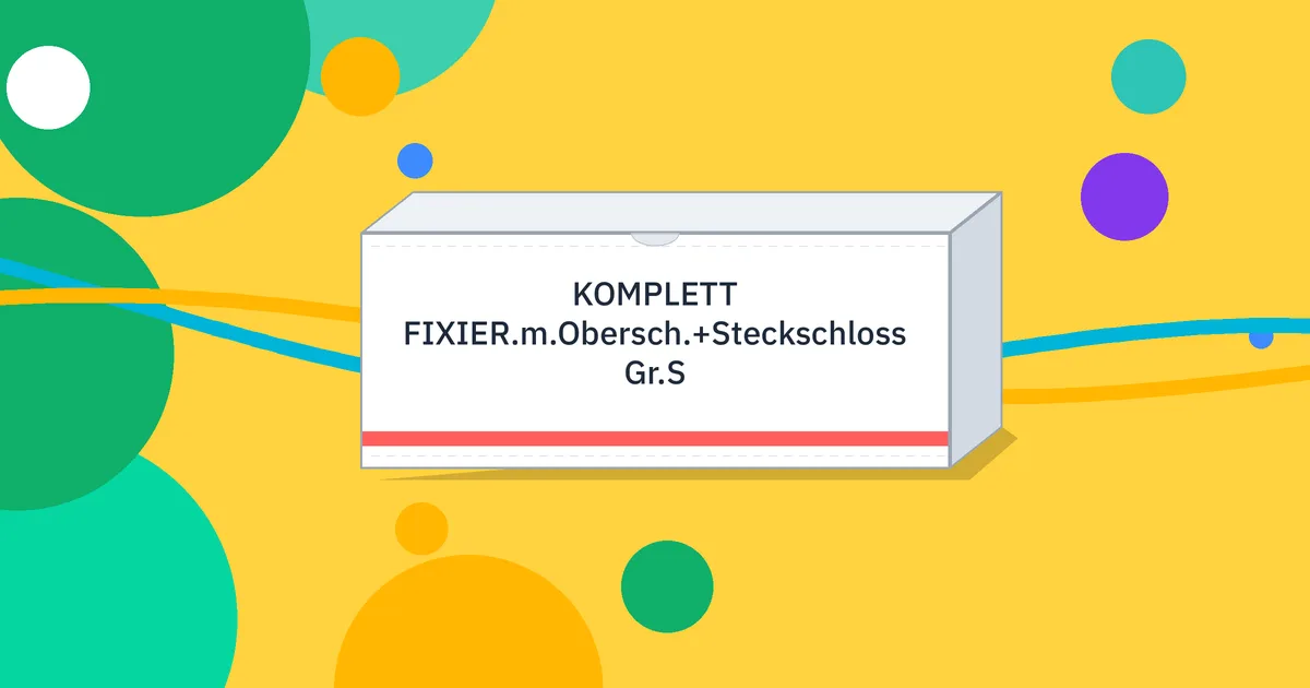 Symbolbild: Packung mit der Aufschrift KOMPLETT FIXIER.m.Obersch.+Steckschloss Gr.S (PZN 11574023) – Verfügbarkeit und Bezug in Apotheken in Frankfurt am Main