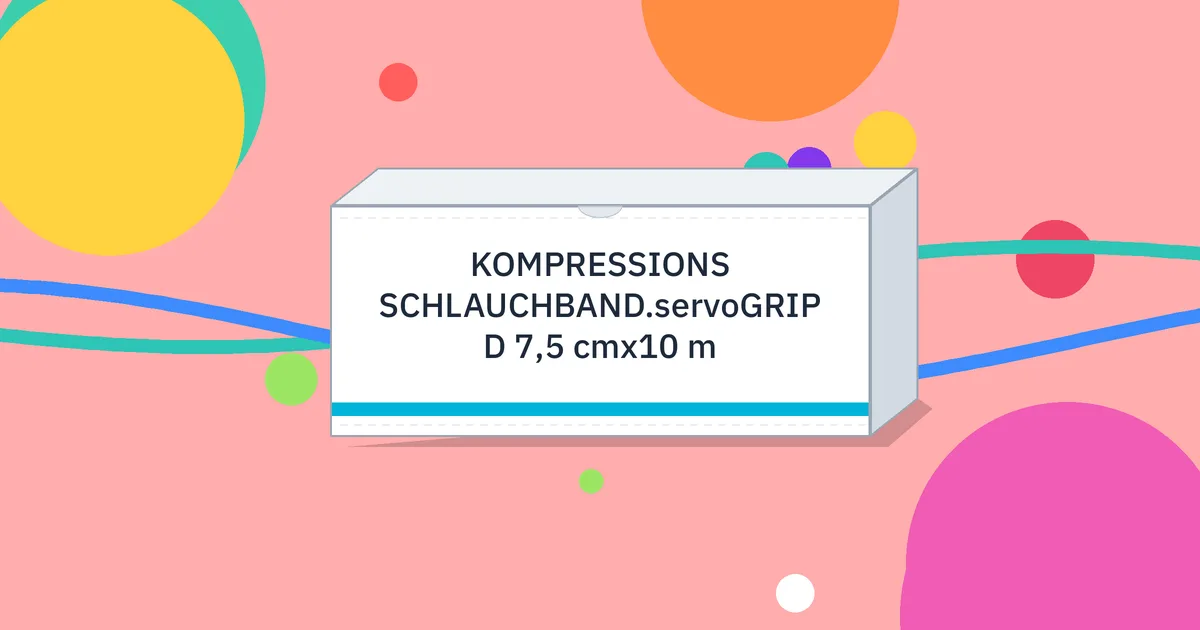 Symbolbild: Packung mit der Aufschrift KOMPRESSIONS SCHLAUCHBAND.servoGRIP D 7,5 cmx10 m (PZN 02731386) – Verfügbarkeit und Bezug in Apotheken in Frankfurt am Main
