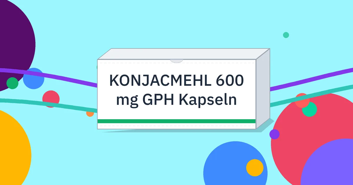 Symbolbild: Packung mit der Aufschrift KONJACMEHL 600 mg GPH Kapseln (PZN 09918283) – Verfügbarkeit und Bezug in Apotheken in Frankfurt am Main