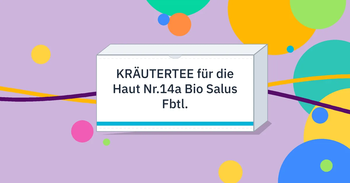 Symbolbild: Packung mit der Aufschrift KRÄUTERTEE für die Haut Nr.14a Bio Salus Fbtl. (PZN 16350682) – Verfügbarkeit und Bezug in Apotheken in Frankfurt am Main