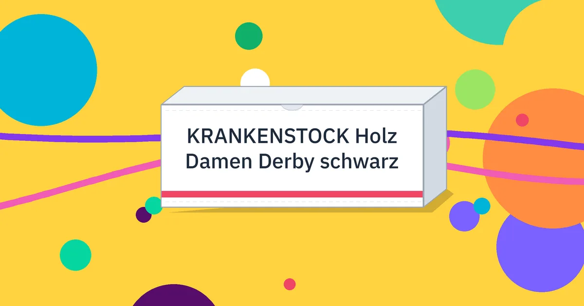 Symbolbild: Packung mit der Aufschrift KRANKENSTOCK Holz Damen Derby schwarz (PZN 03854576) – Verfügbarkeit und Bezug in Apotheken in Frankfurt am Main