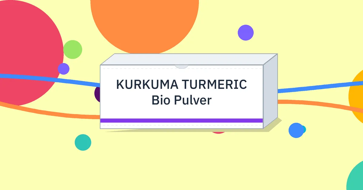 Symbolbild: Packung mit der Aufschrift KURKUMA TURMERIC Bio Pulver (PZN 15423479) – Verfügbarkeit und Bezug in Apotheken in Frankfurt am Main