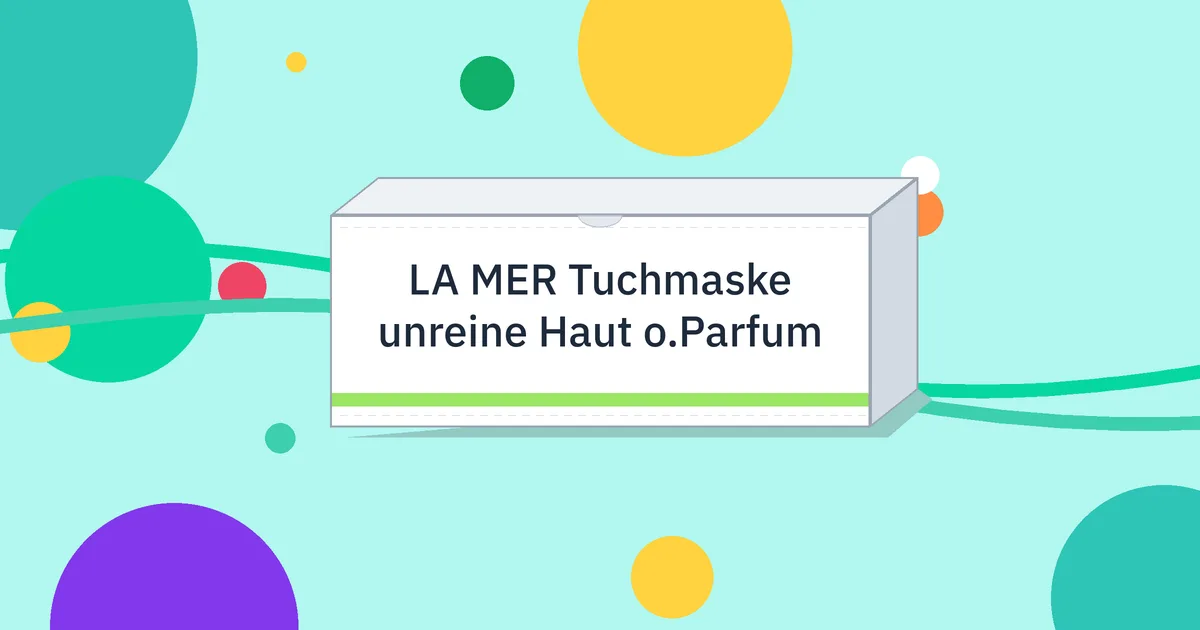 Symbolbild: Packung mit der Aufschrift LA MER Tuchmaske unreine Haut o.Parfum (PZN 20093067) – Verfügbarkeit und Bezug in Apotheken in Frankfurt am Main