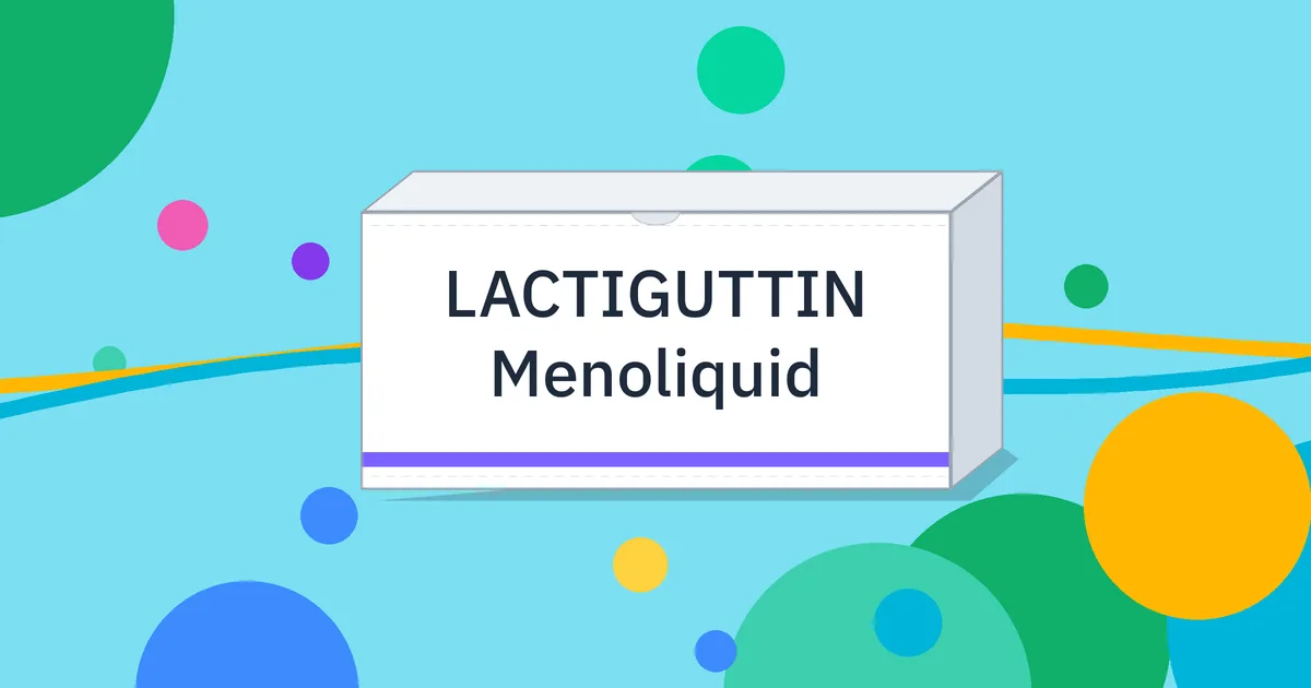 Symbolbild: Packung mit der Aufschrift LACTIGUTTIN Menoliquid (PZN 19684946) – Verfügbarkeit und Bezug in Apotheken in Frankfurt am Main
