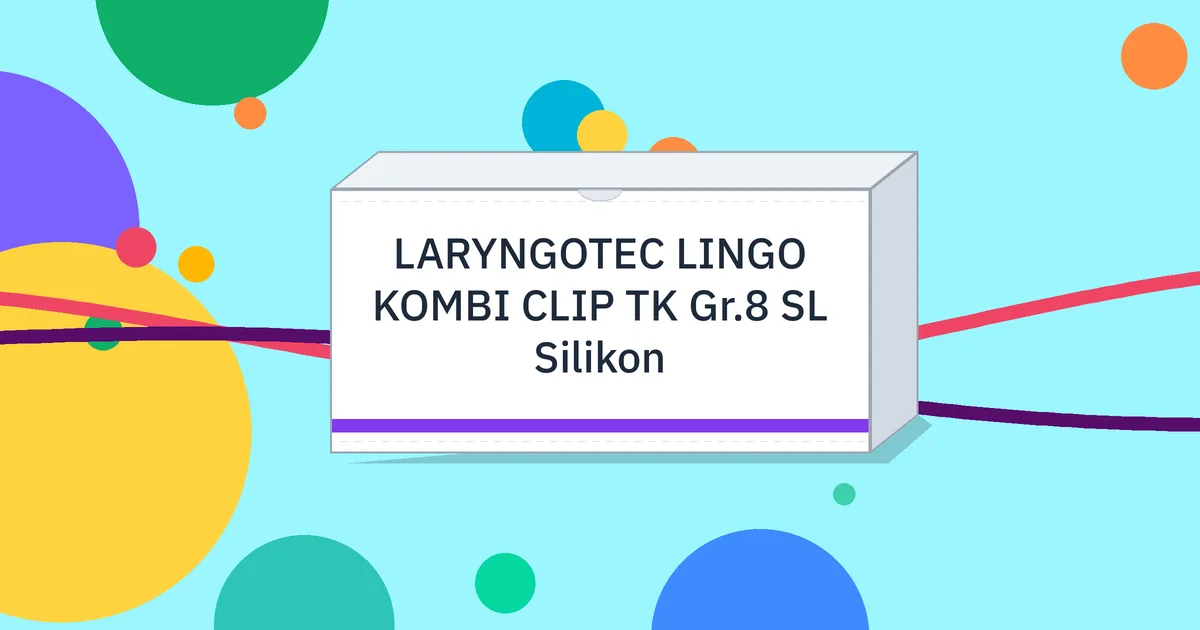 Symbolbild: Packung mit der Aufschrift LARYNGOTEC LINGO KOMBI CLIP TK Gr.8 SL Silikon (PZN 08434494) – Verfügbarkeit und Bezug in Apotheken in Frankfurt am Main