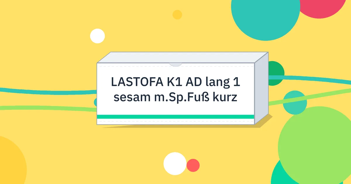 Symbolbild: Packung mit der Aufschrift LASTOFA K1 AD lang 1 sesam m.Sp.Fuß kurz (PZN 13786350) – Verfügbarkeit und Bezug in Apotheken in Frankfurt am Main