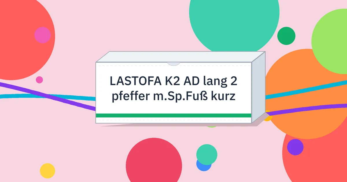 Symbolbild: Packung mit der Aufschrift LASTOFA K2 AD lang 2 pfeffer m.Sp.Fuß kurz (PZN 13800021) – Verfügbarkeit und Bezug in Apotheken in Frankfurt am Main