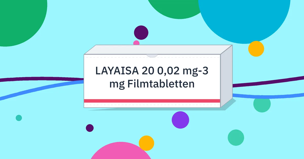 Symbolbild: Packung mit der Aufschrift LAYAISA 20 0,02 mg-3 mg Filmtabletten (PZN 11857011) – Verfügbarkeit und Bezug in Apotheken in Frankfurt am Main