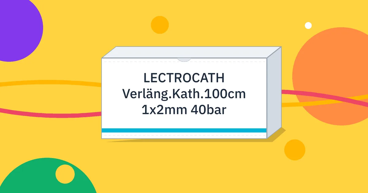 Symbolbild: Packung mit der Aufschrift LECTROCATH Verläng.Kath.100cm 1x2mm 40bar (PZN 00965950) – Verfügbarkeit und Bezug in Apotheken in Frankfurt am Main