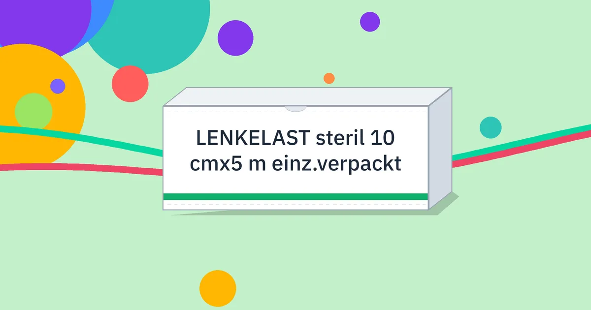 Symbolbild: Packung mit der Aufschrift LENKELAST steril 10 cmx5 m einz.verpackt (PZN 18241804) – Verfügbarkeit und Bezug in Apotheken in Frankfurt am Main
