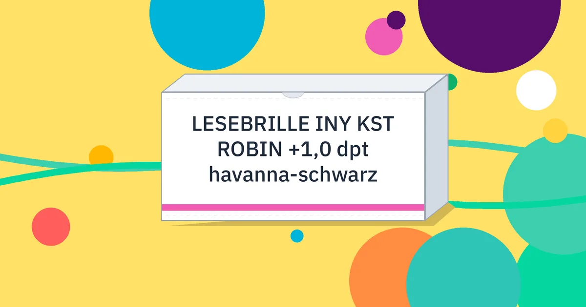 Symbolbild: Packung mit der Aufschrift LESEBRILLE INY KST ROBIN +1,0 dpt havanna-schwarz (PZN 19941018) – Verfügbarkeit und Bezug in Apotheken in Frankfurt am Main