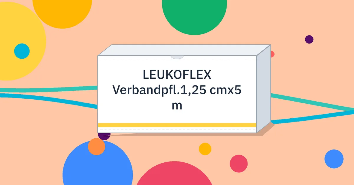 Symbolbild: Packung mit der Aufschrift LEUKOFLEX Verbandpfl.1,25 cmx5 m (PZN 04593445) – Verfügbarkeit und Bezug in Apotheken in Frankfurt am Main