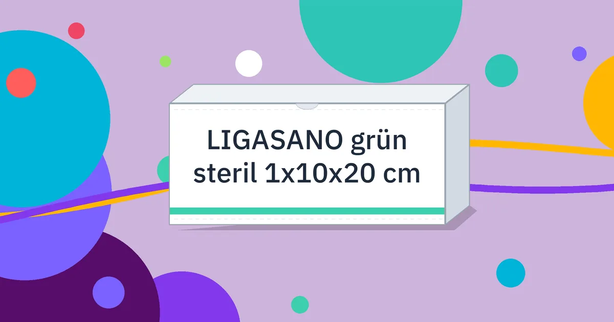 Symbolbild: Packung mit der Aufschrift LIGASANO grün steril 1x10x20 cm (PZN 20372672) – Verfügbarkeit und Bezug in Apotheken in Frankfurt am Main