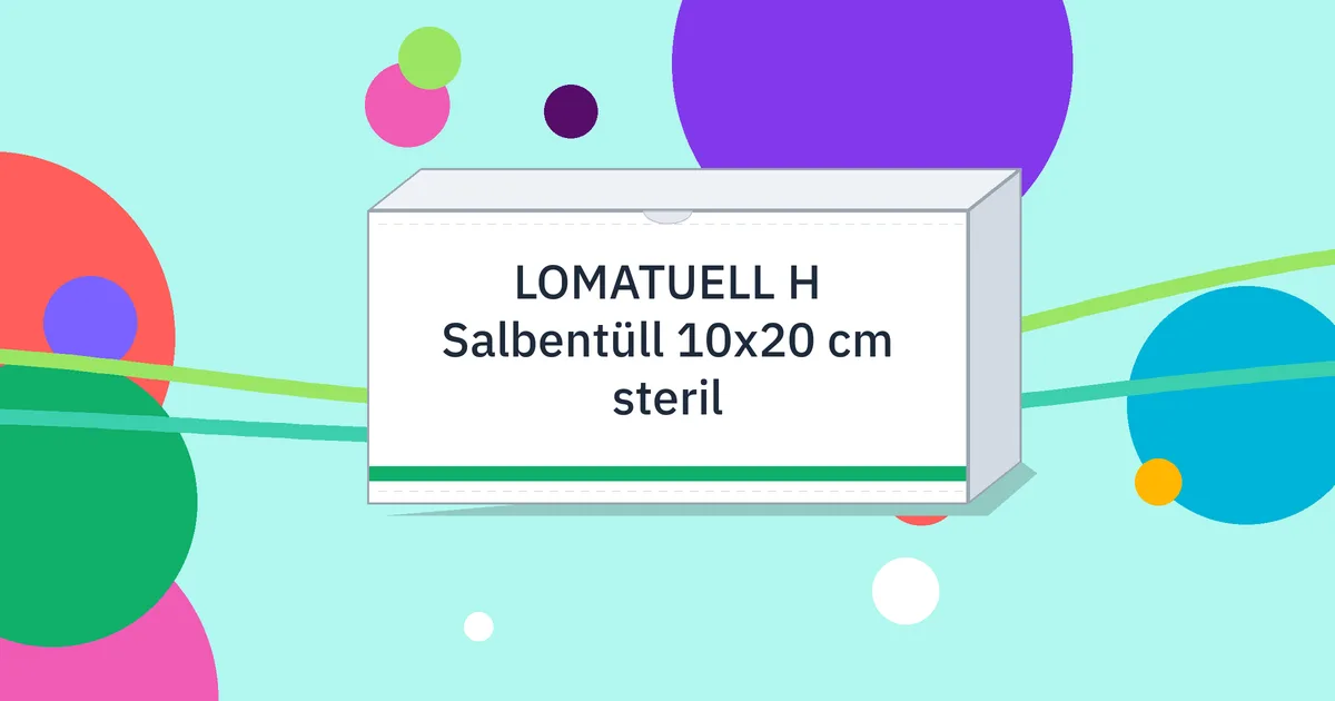 Symbolbild: Packung mit der Aufschrift LOMATUELL H Salbentüll 10x20 cm steril (PZN 19542525) – Verfügbarkeit und Bezug in Apotheken in Frankfurt am Main
