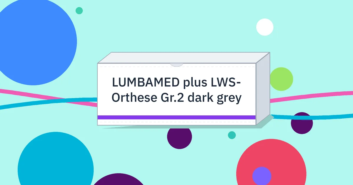 Symbolbild: Packung mit der Aufschrift LUMBAMED plus LWS-Orthese Gr.2 dark grey (PZN 20520256) – Verfügbarkeit und Bezug in Apotheken in Frankfurt am Main