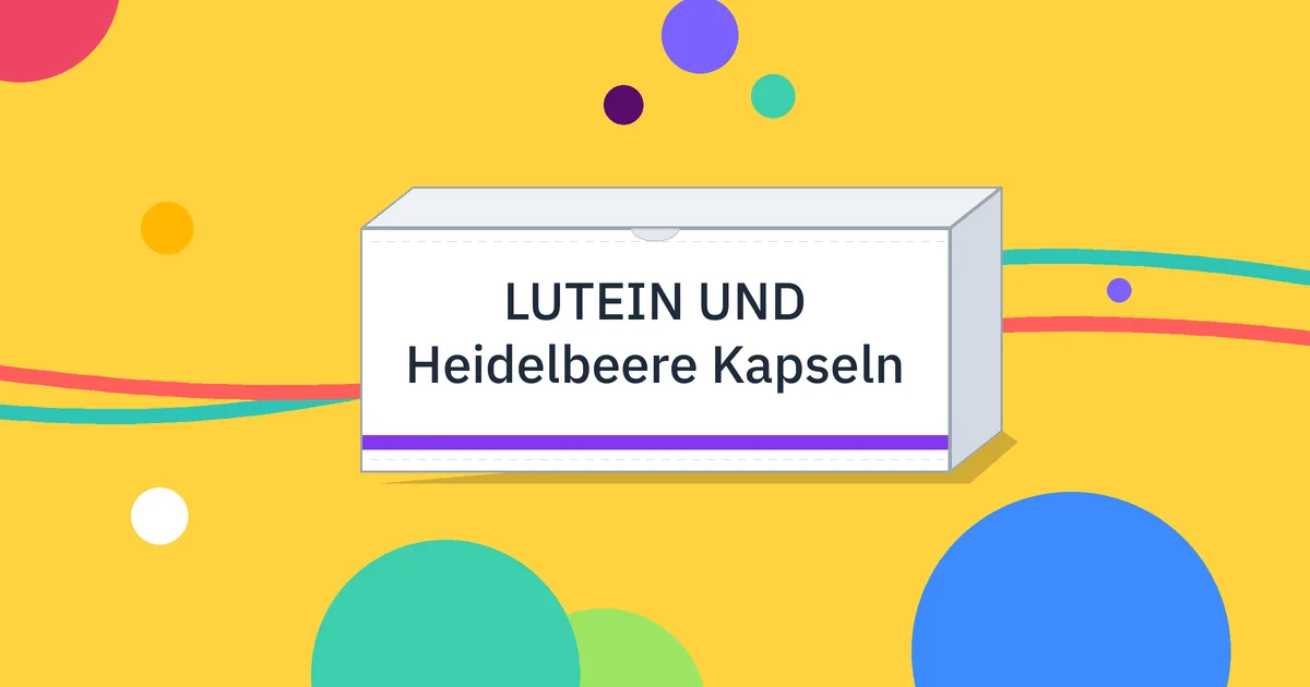 Symbolbild: Packung mit der Aufschrift LUTEIN UND Heidelbeere Kapseln (PZN 17193026) – Verfügbarkeit und Bezug in Apotheken in Frankfurt am Main