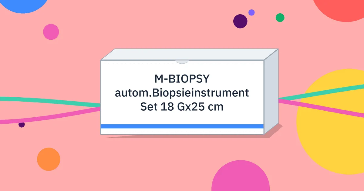 Symbolbild: Packung mit der Aufschrift M-BIOPSY autom.Biopsieinstrument Set 18 Gx25 cm (PZN 20334453) – Verfügbarkeit und Bezug in Apotheken in Frankfurt am Main