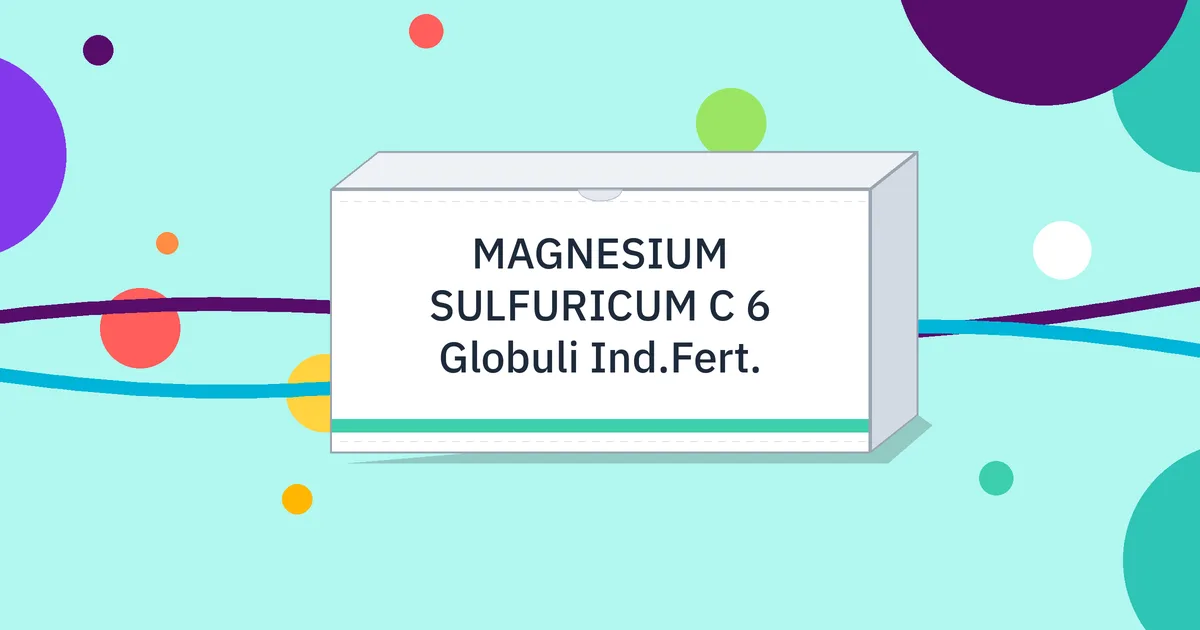 Symbolbild: Packung mit der Aufschrift MAGNESIUM SULFURICUM C 6 Globuli Ind.Fert. (PZN 17679266) – Verfügbarkeit und Bezug in Apotheken in Frankfurt am Main