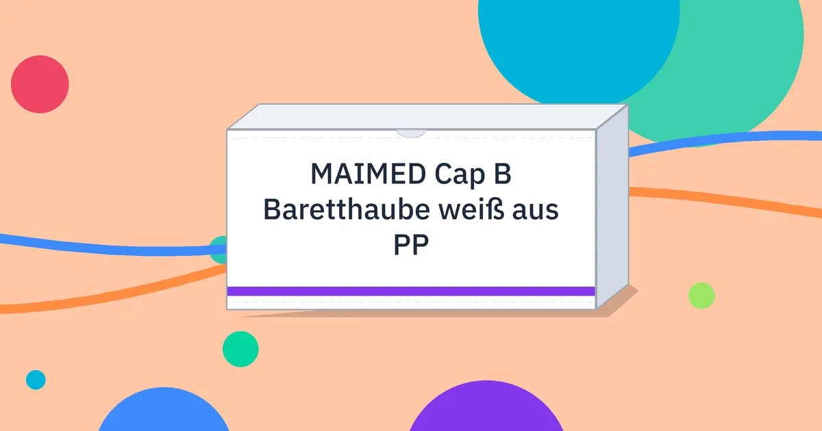 Symbolbild: Packung mit der Aufschrift MAIMED Cap B Baretthaube weiß aus PP (PZN 06129491) – Verfügbarkeit und Bezug in Apotheken in Frankfurt am Main