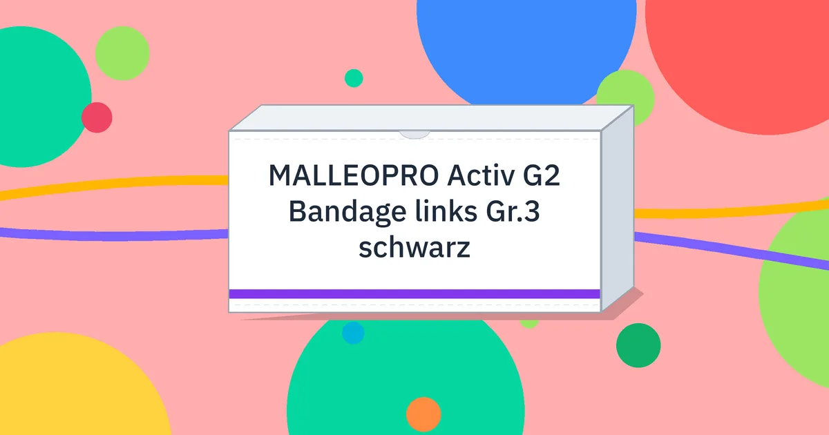 Symbolbild: Packung mit der Aufschrift MALLEOPRO Activ G2 Bandage links Gr.3 schwarz (PZN 09730935) – Verfügbarkeit und Bezug in Apotheken in Frankfurt am Main