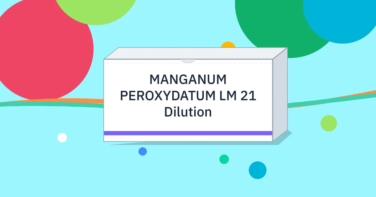 Symbolbild: Packung mit der Aufschrift MANGANUM PEROXYDATUM LM 21 Dilution (PZN 12945183) – Verfügbarkeit und Bezug in Apotheken in Frankfurt am Main
