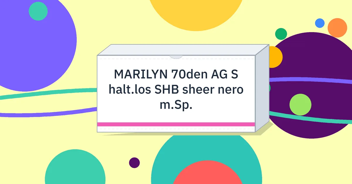 Symbolbild: Packung mit der Aufschrift MARILYN 70den AG S halt.los SHB sheer nero m.Sp. (PZN 16187414) – Verfügbarkeit und Bezug in Apotheken in Frankfurt am Main