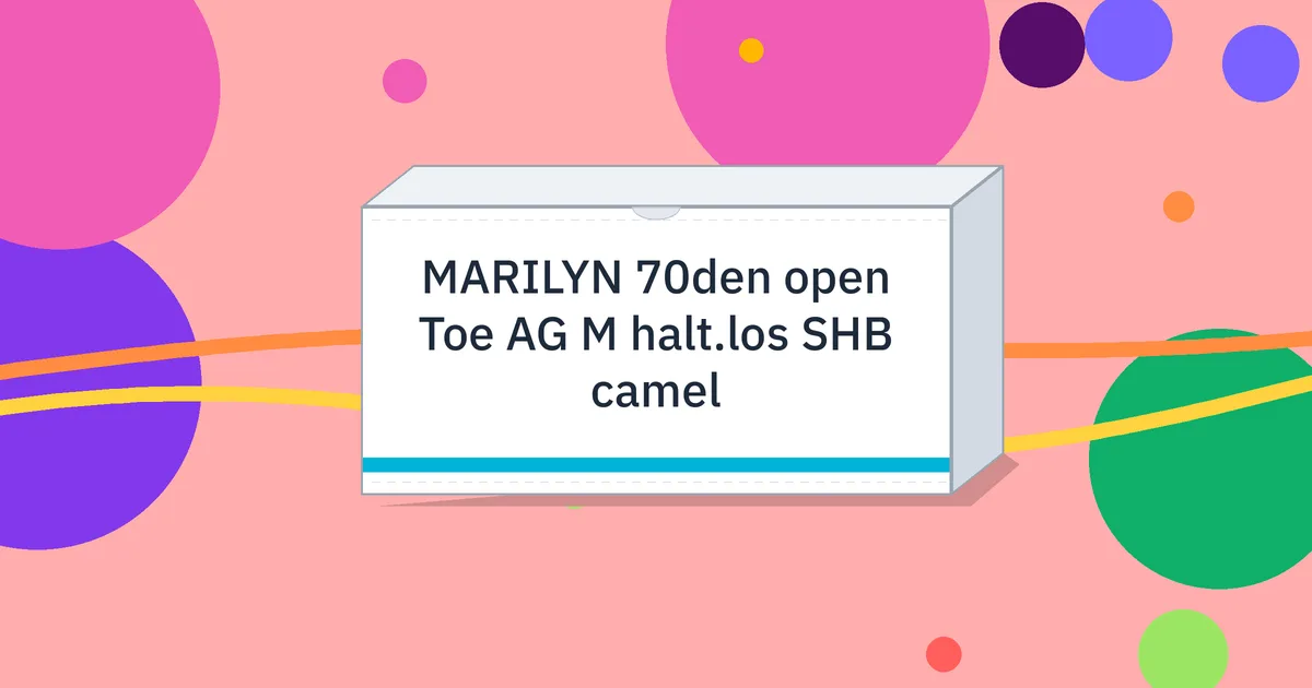 Symbolbild: Packung mit der Aufschrift MARILYN 70den open Toe AG M halt.los SHB camel (PZN 16188098) – Verfügbarkeit und Bezug in Apotheken in Frankfurt am Main