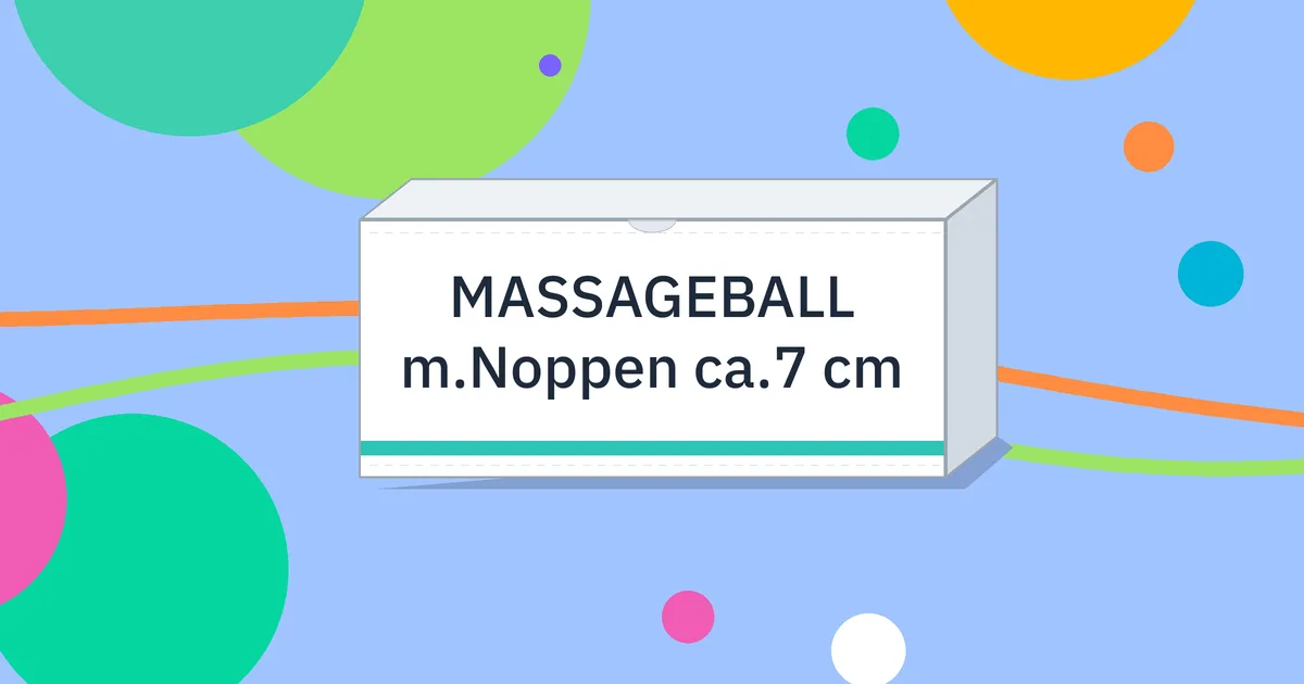 Symbolbild: Packung mit der Aufschrift MASSAGEBALL m.Noppen ca.7 cm (PZN 05456153) – Verfügbarkeit und Bezug in Apotheken in Frankfurt am Main
