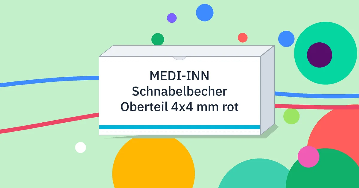 Symbolbild: Packung mit der Aufschrift MEDI-INN Schnabelbecher Oberteil 4x4 mm rot (PZN 08815291) – Verfügbarkeit und Bezug in Apotheken in Frankfurt am Main