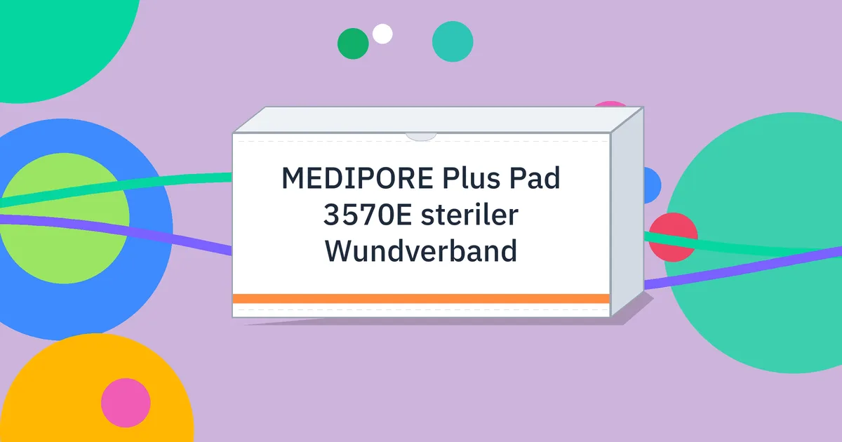 Symbolbild: Packung mit der Aufschrift MEDIPORE Plus Pad 3570E steriler Wundverband (PZN 09008492) – Verfügbarkeit und Bezug in Apotheken in Frankfurt am Main