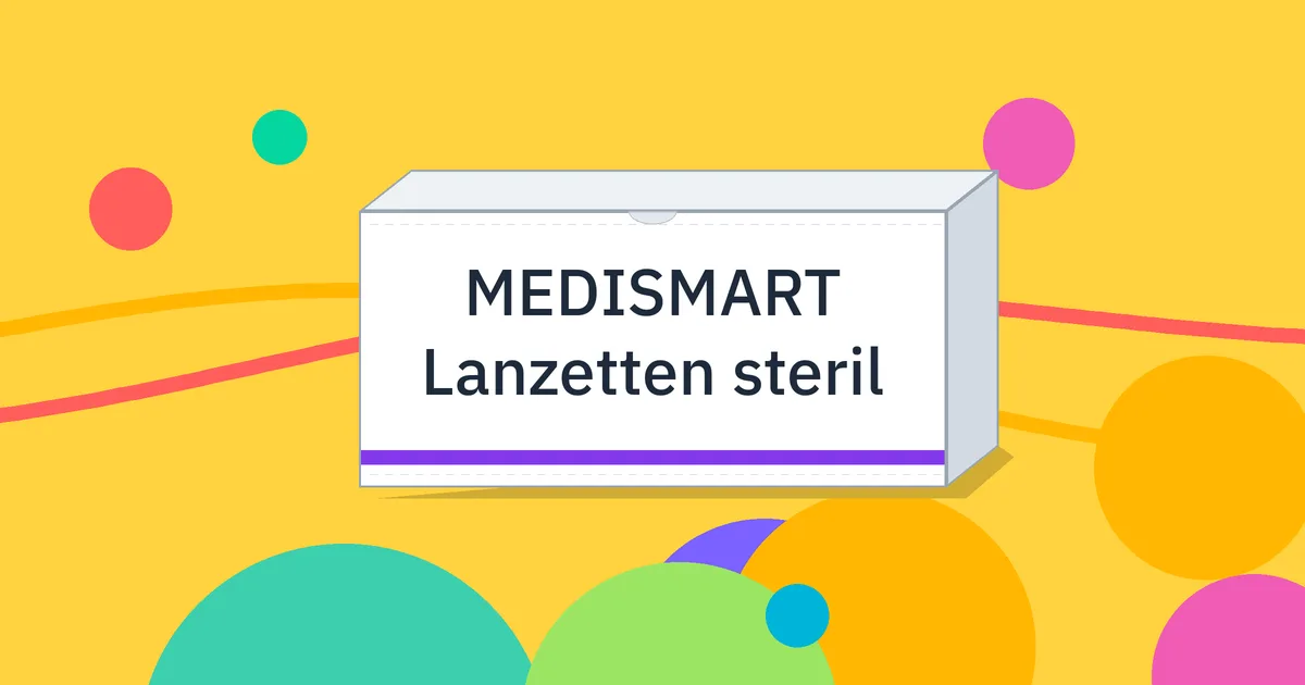 Symbolbild: Packung mit der Aufschrift MEDISMART Lanzetten steril (PZN 08841590) – Verfügbarkeit und Bezug in Apotheken in Frankfurt am Main