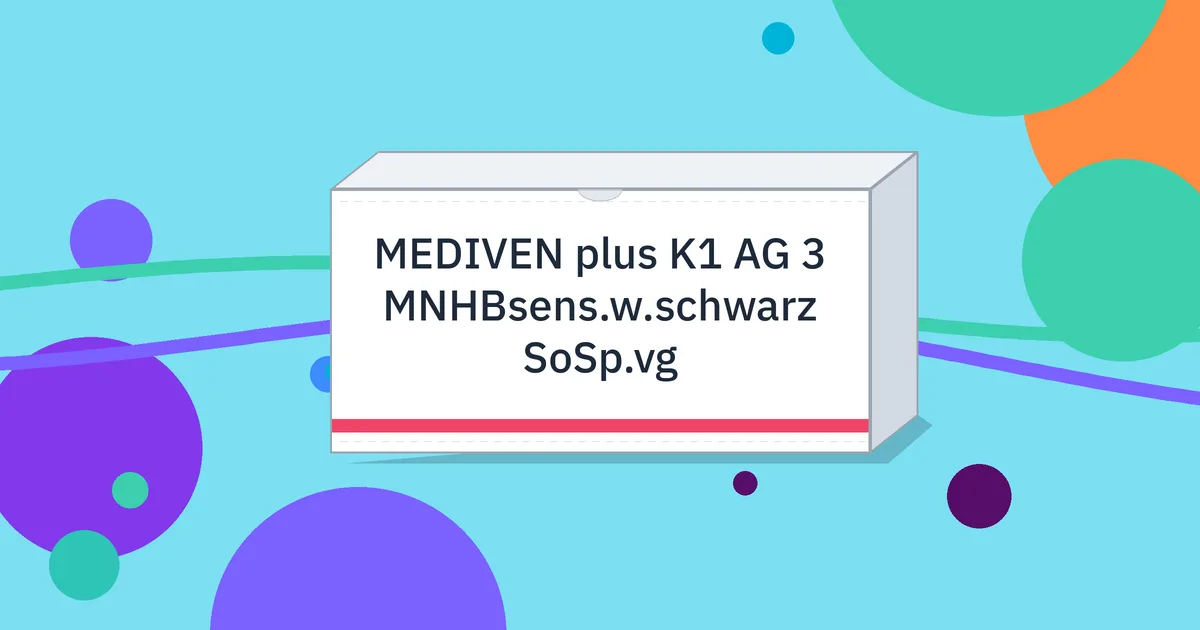 Symbolbild: Packung mit der Aufschrift MEDIVEN plus K1 AG 3 MNHBsens.w.schwarz SoSp.vg (PZN 16073260) – Verfügbarkeit und Bezug in Apotheken in Frankfurt am Main